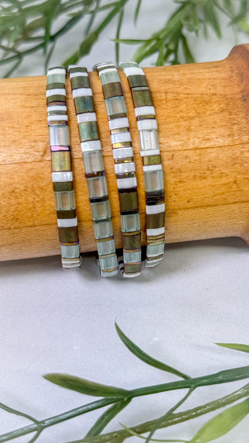 Colorful Glass Tile Bracelet - Tila Tile Bracelet - Stretch Bracelet ...