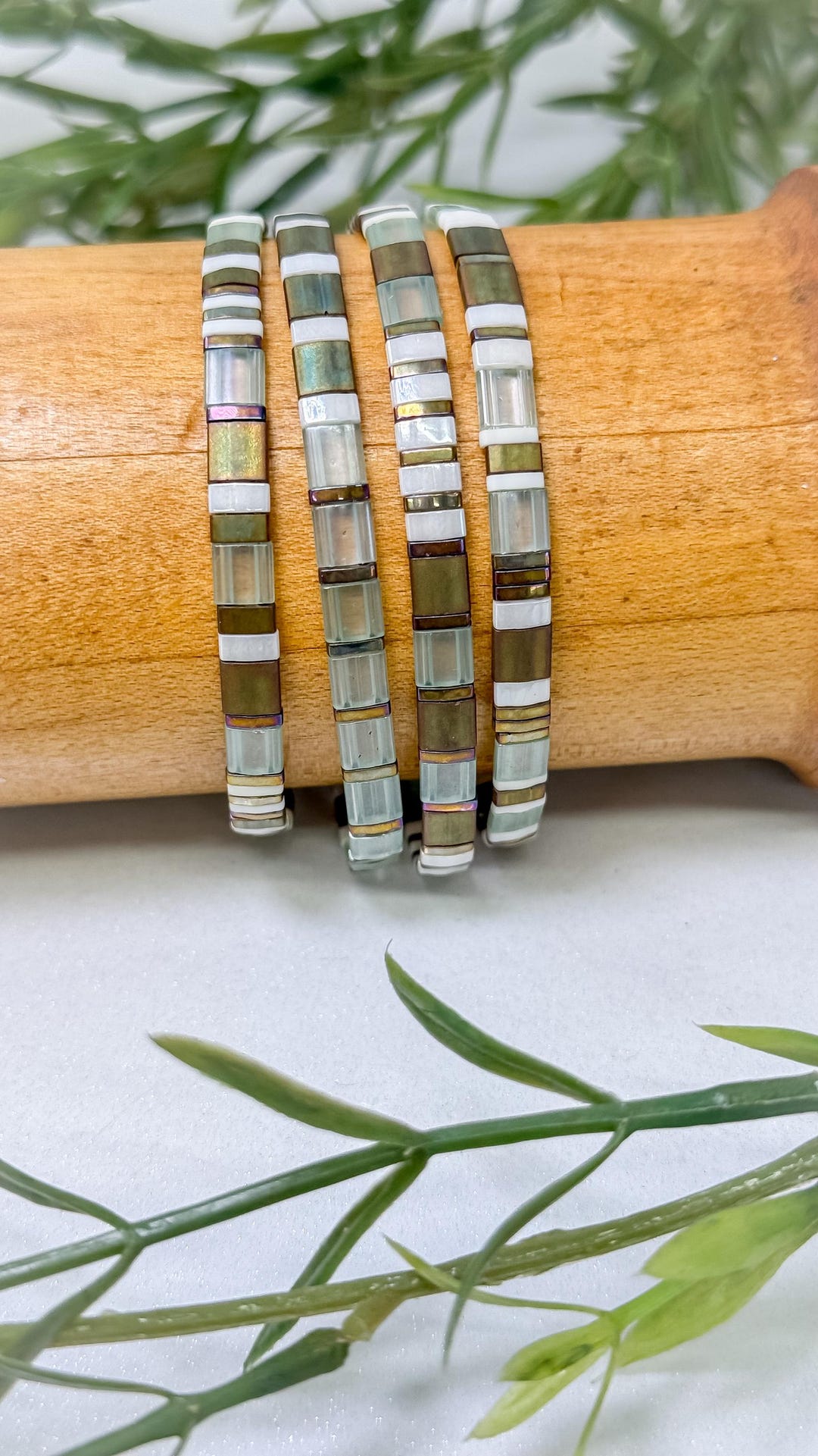 Colorful Glass Tile Bracelet - Tila Tile Bracelet - Stretch Bracelet ...