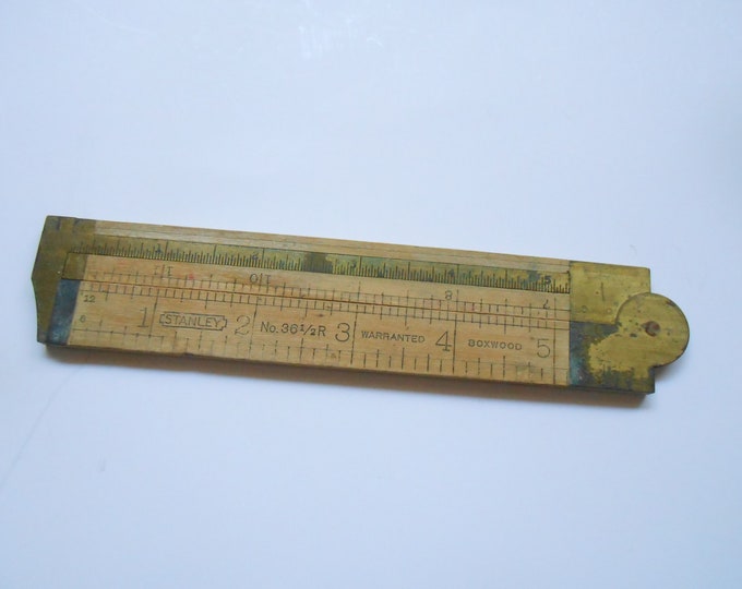 Vintage STANLEY Folding Measuring Tool, Wood and Brass Caliper - Etsy