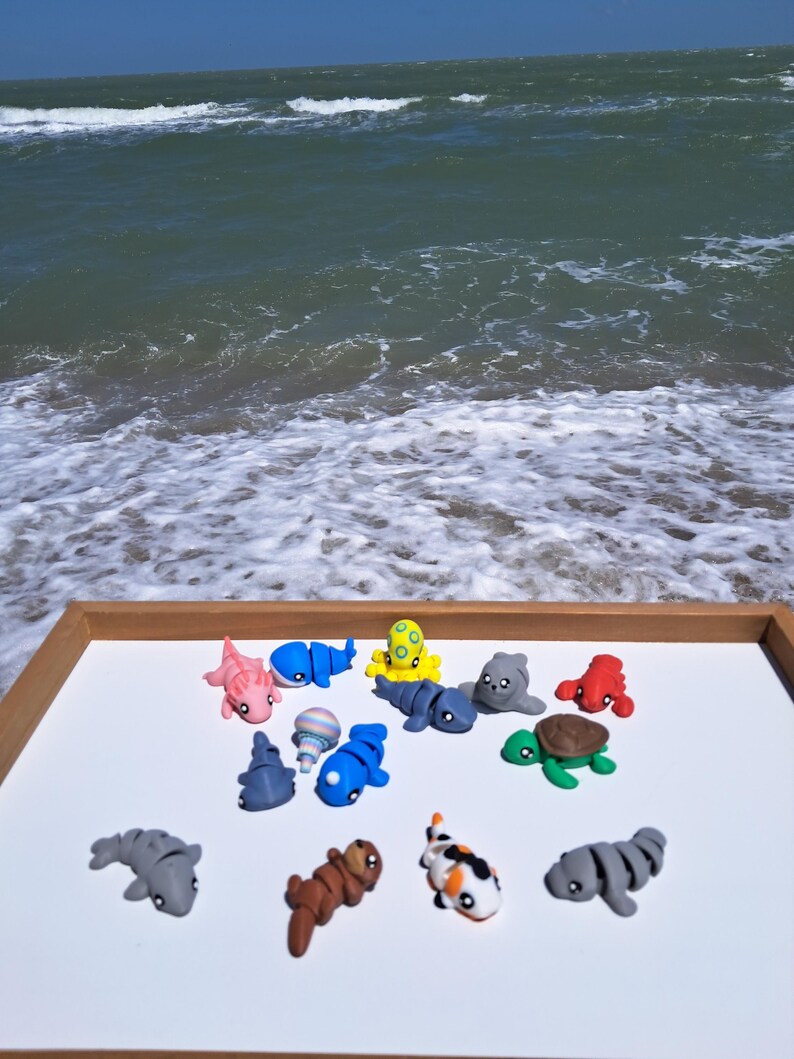 3D Printed Articulated Sea Animals – Ocean Fidget Toys Set – Octopus ...
