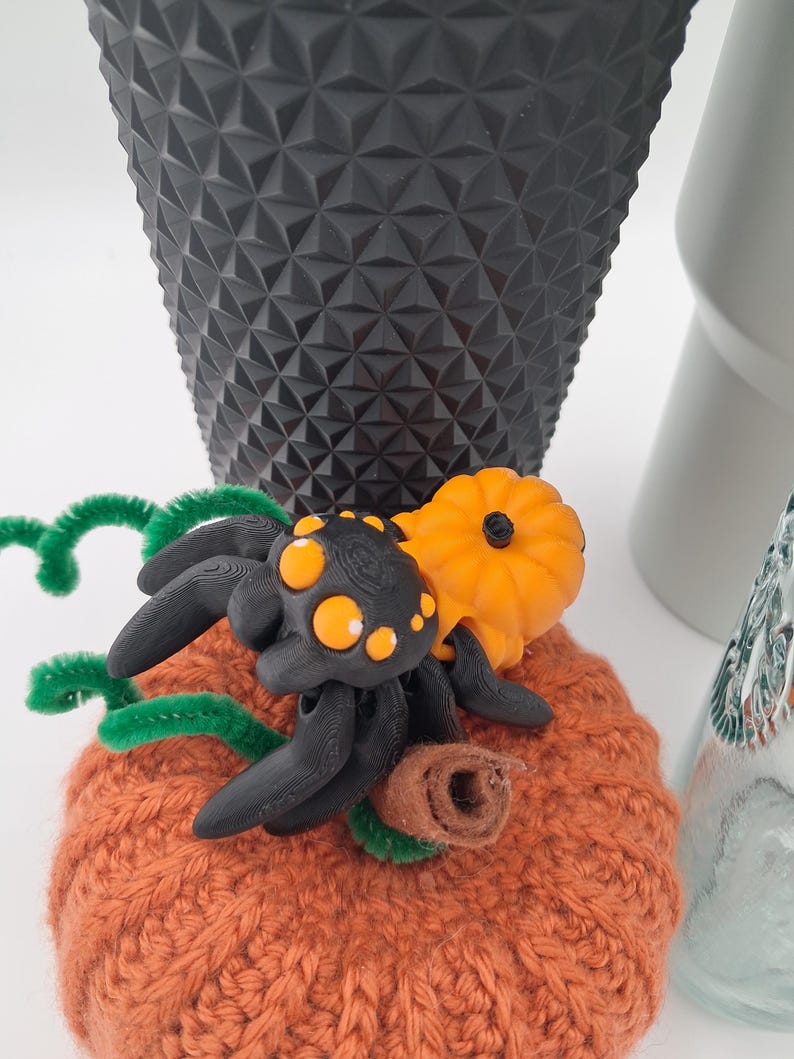 3D Printed Jack O’lantern Spider Straw Topper | Halloween Cup Accessory ...