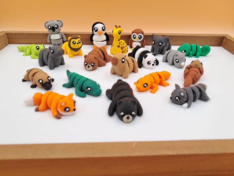 3D Printed Articulated Zoo Animal Fidget Toys – Elephant, Giraffe, Lion ...