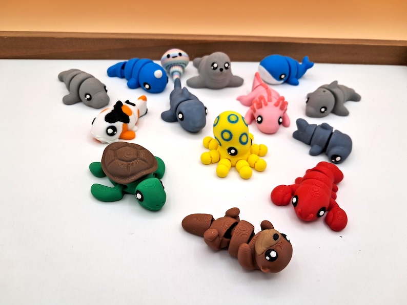 3D Printed Articulated Sea Animals – Ocean Fidget Toys Set – Octopus ...