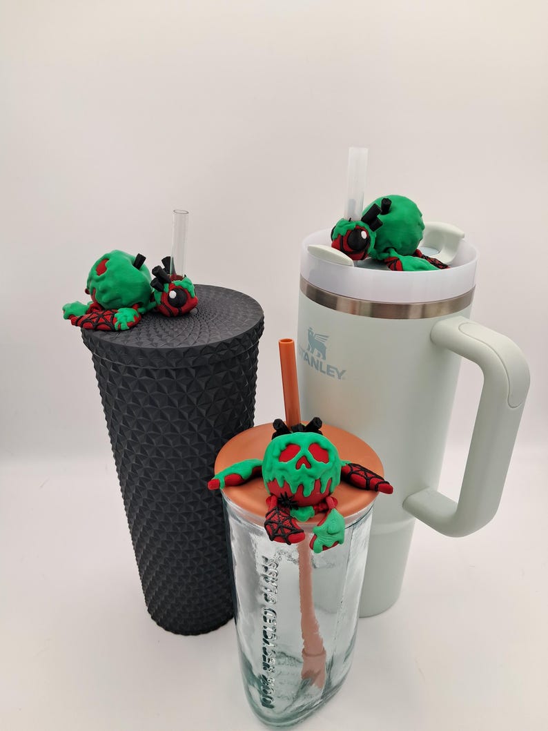 3D Printed Poison Apple Turtle Straw Topper | Spooky Cute Cup Accessory ...
