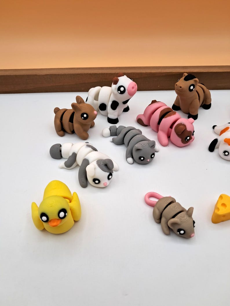 3D Printed Articulated Farm Animal Fidget Toys – Cow, Pig, Horse ...