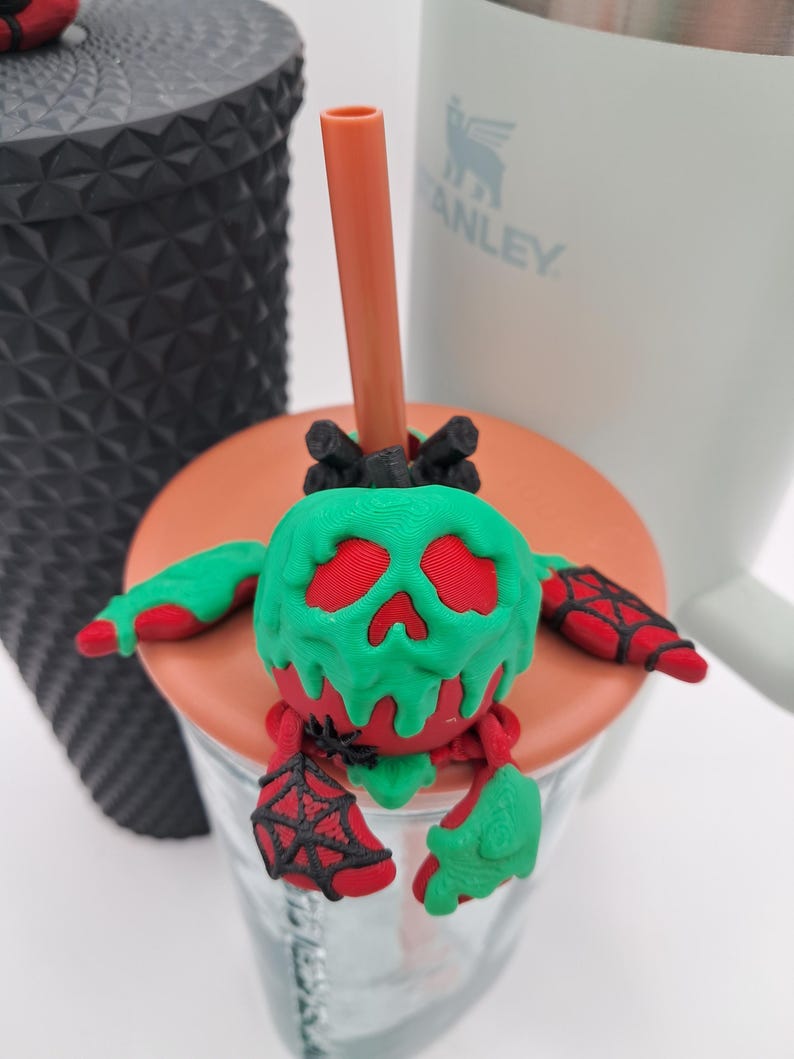 3D Printed Poison Apple Turtle Straw Topper | Spooky Cute Cup Accessory ...