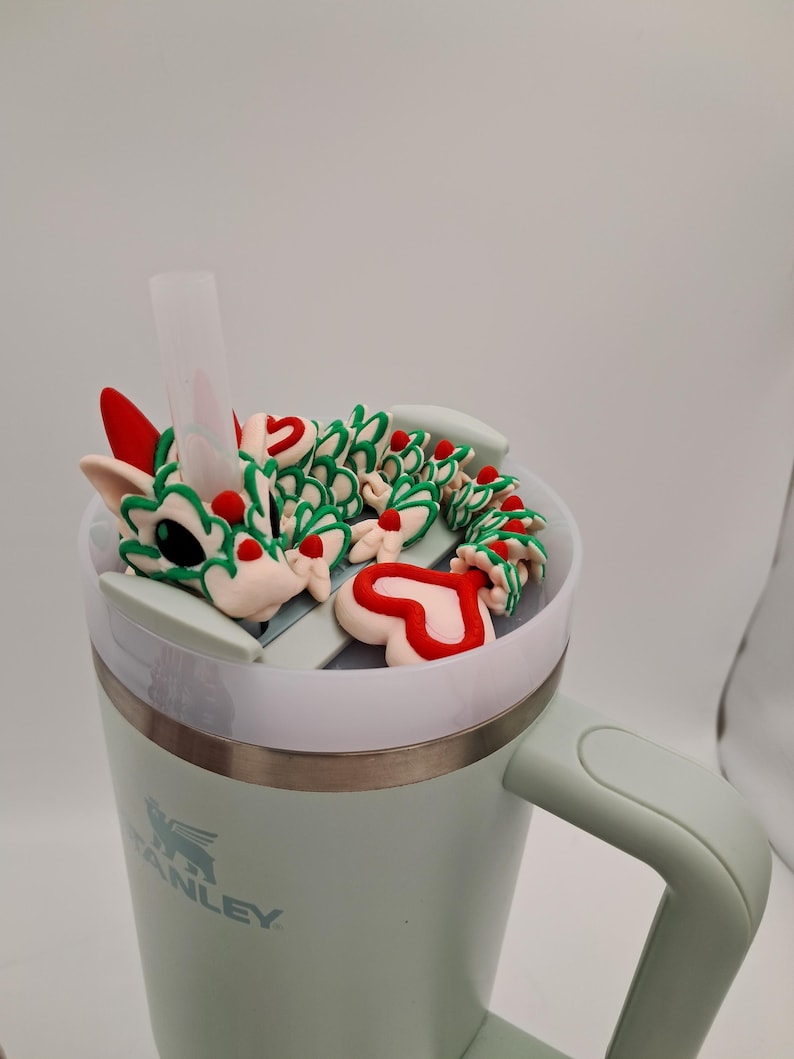 3D Printed Sugar Cookie or Gingerbread Dragon Straw Topper | Christmas ...