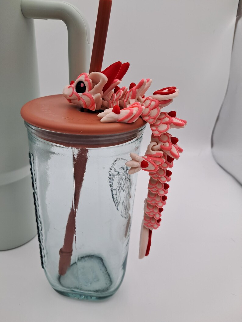 3D Printed Valentines Sugar Cookie Dragon Straw Topper | Valentines ...