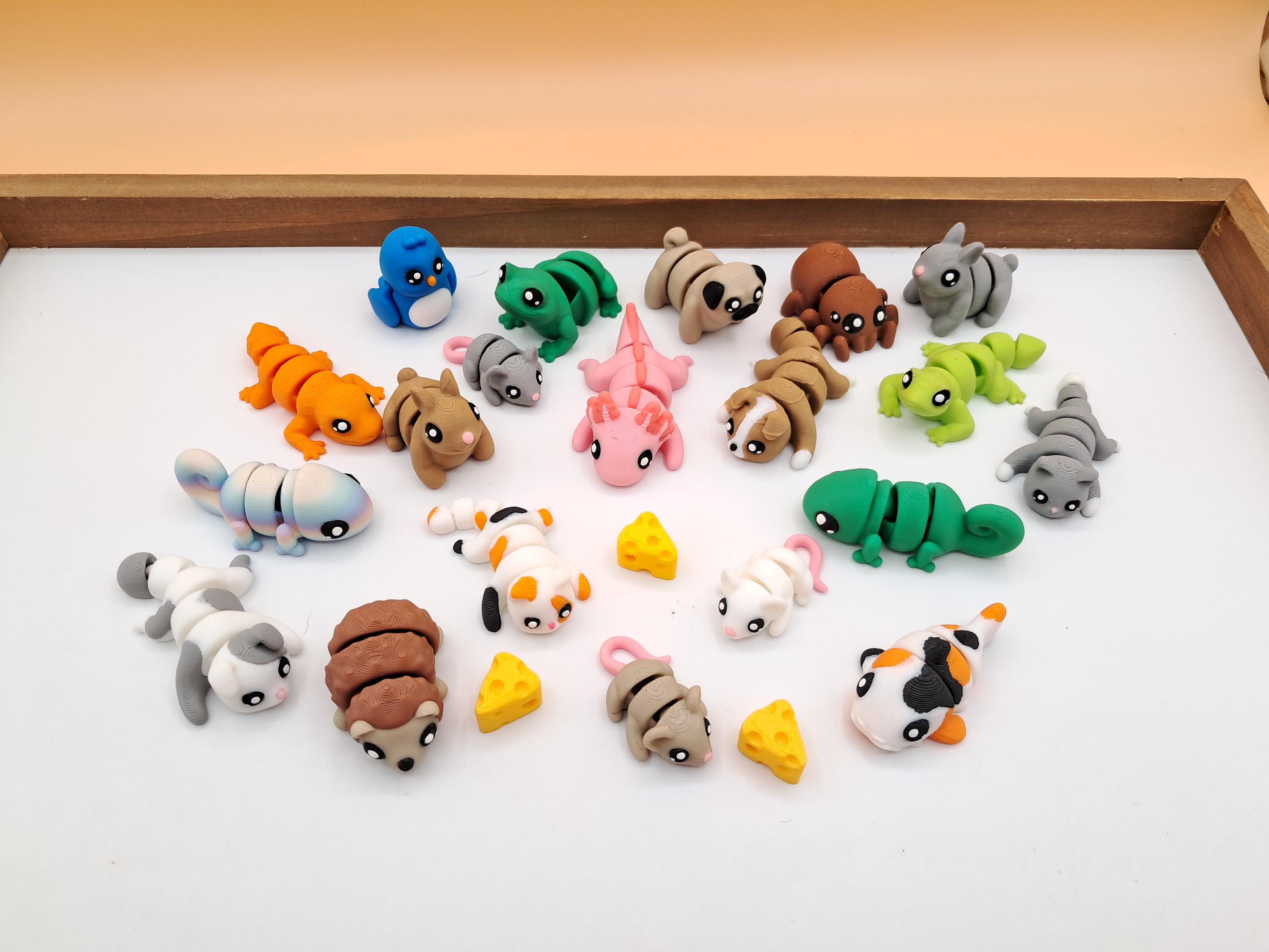 3D Printed Articulated Pet Fidget Toy Set – Dog, Cat, Bunny, Mouse ...