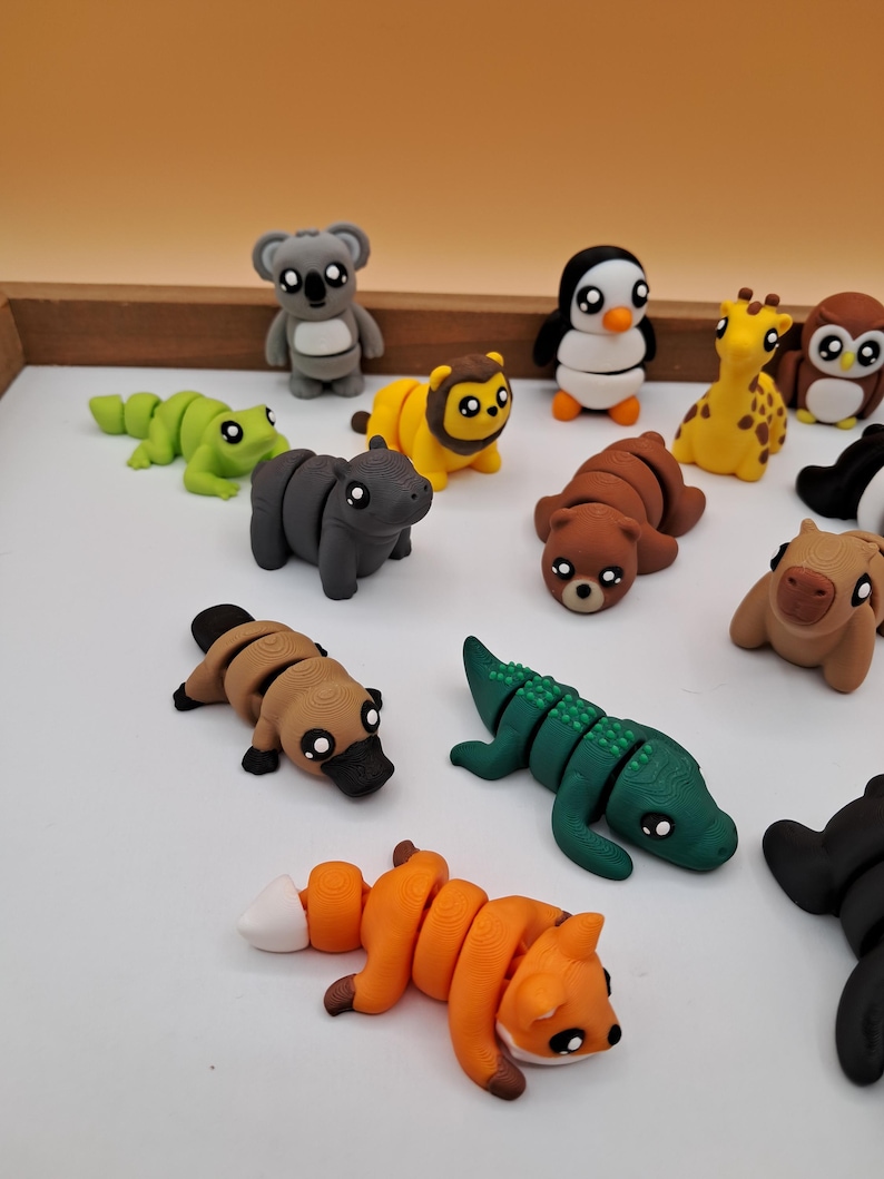 3D Printed Articulated Zoo Animal Fidget Toys – Elephant, Giraffe, Lion ...