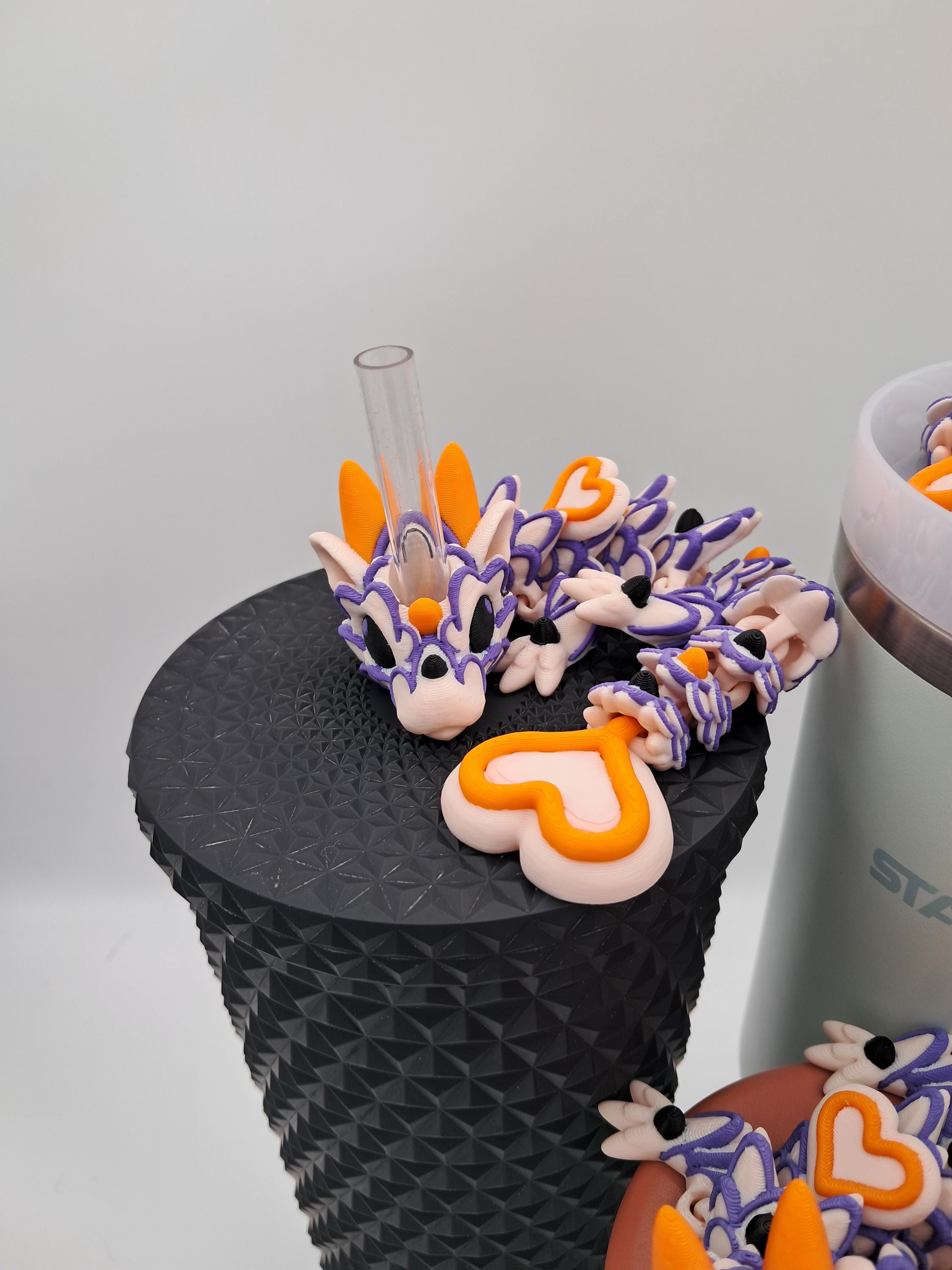 3D Printed Sugar Cookie Dragon Straw Topper | Halloween Colors Cup ...