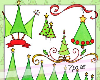 What Fun Christmas Trees Downloadable Clip Art Personal and | Etsy
