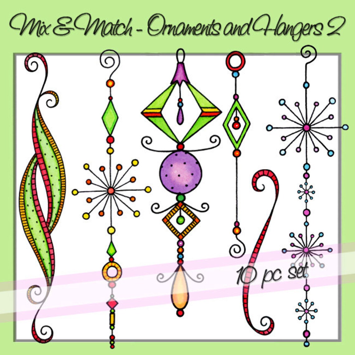 Mix-n-match Ornaments and Hangers 2 Downloadable Clip Art - Personal ...