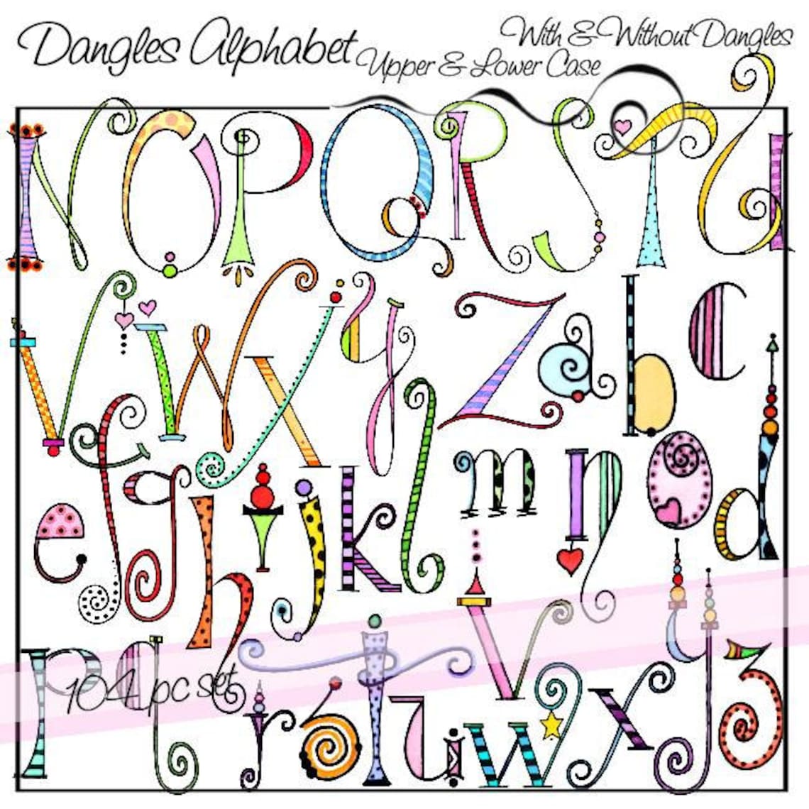 Dangles Alphabet Upper & Lower Case - Personal and Limited Commercial ...