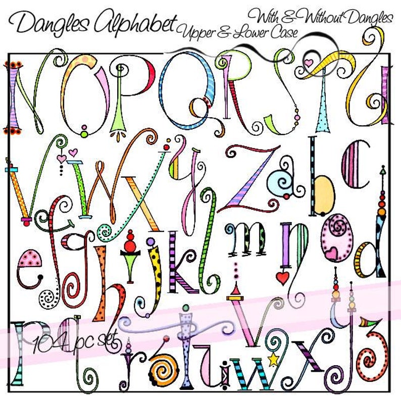 Dangles Alphabet Upper & Lower Case - Personal and Limited Commercial ...