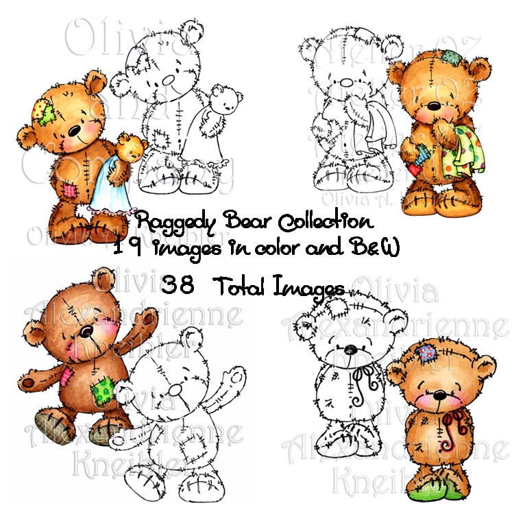 SALE Half Price Raggedy Bear Bundle Digital Stamp/coloring Page and ...