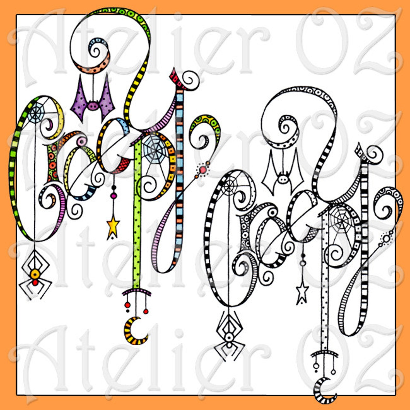 Zentangle Creepy Digital Stamp and Matching Clip Art - Personal and ...