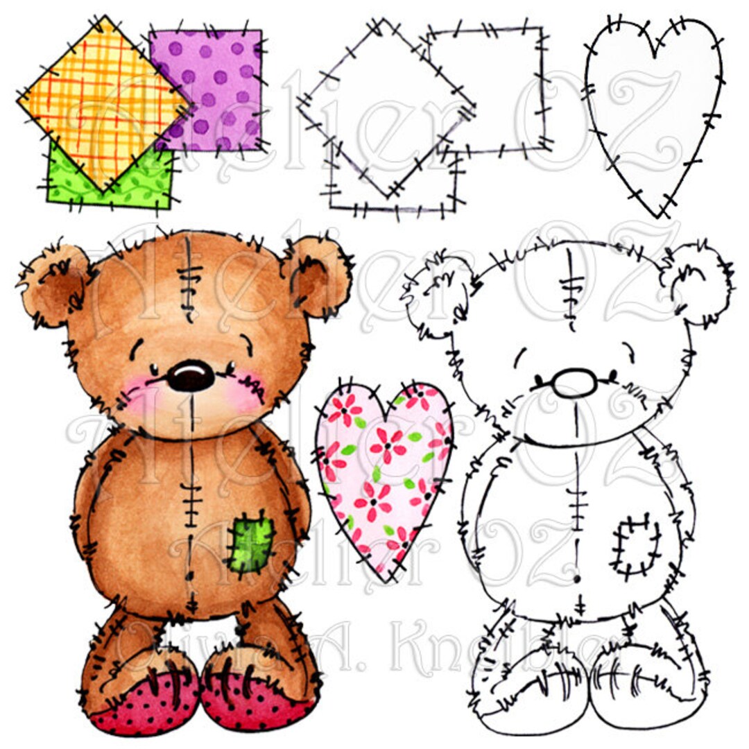 So Bashful Raggedy Bear Digital Stamp and Hand Painted Version Set ...