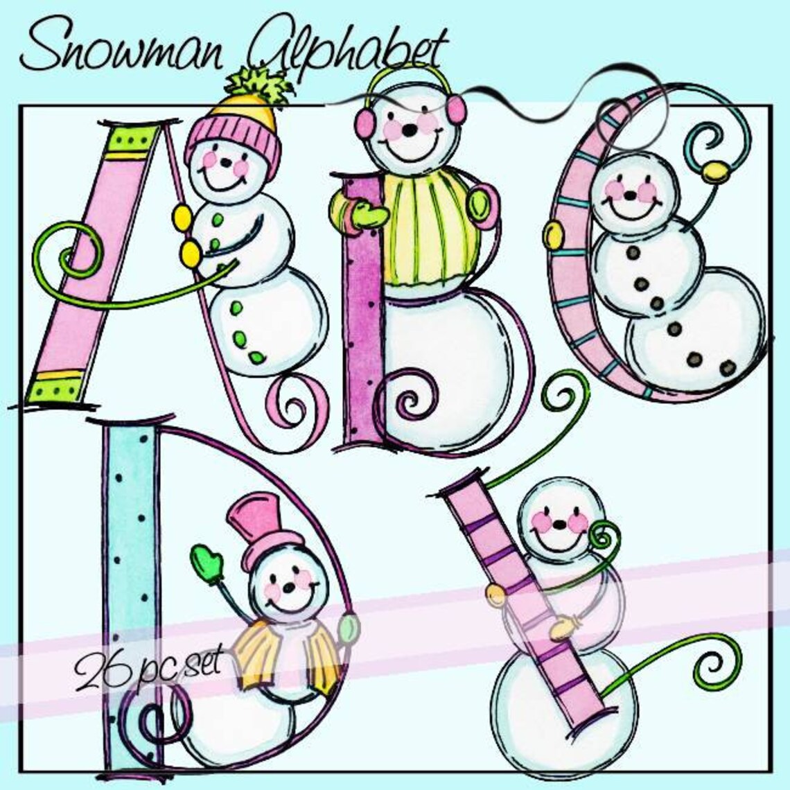 Snowman Alphabet - Personal and Limited Commercial Use - Etsy