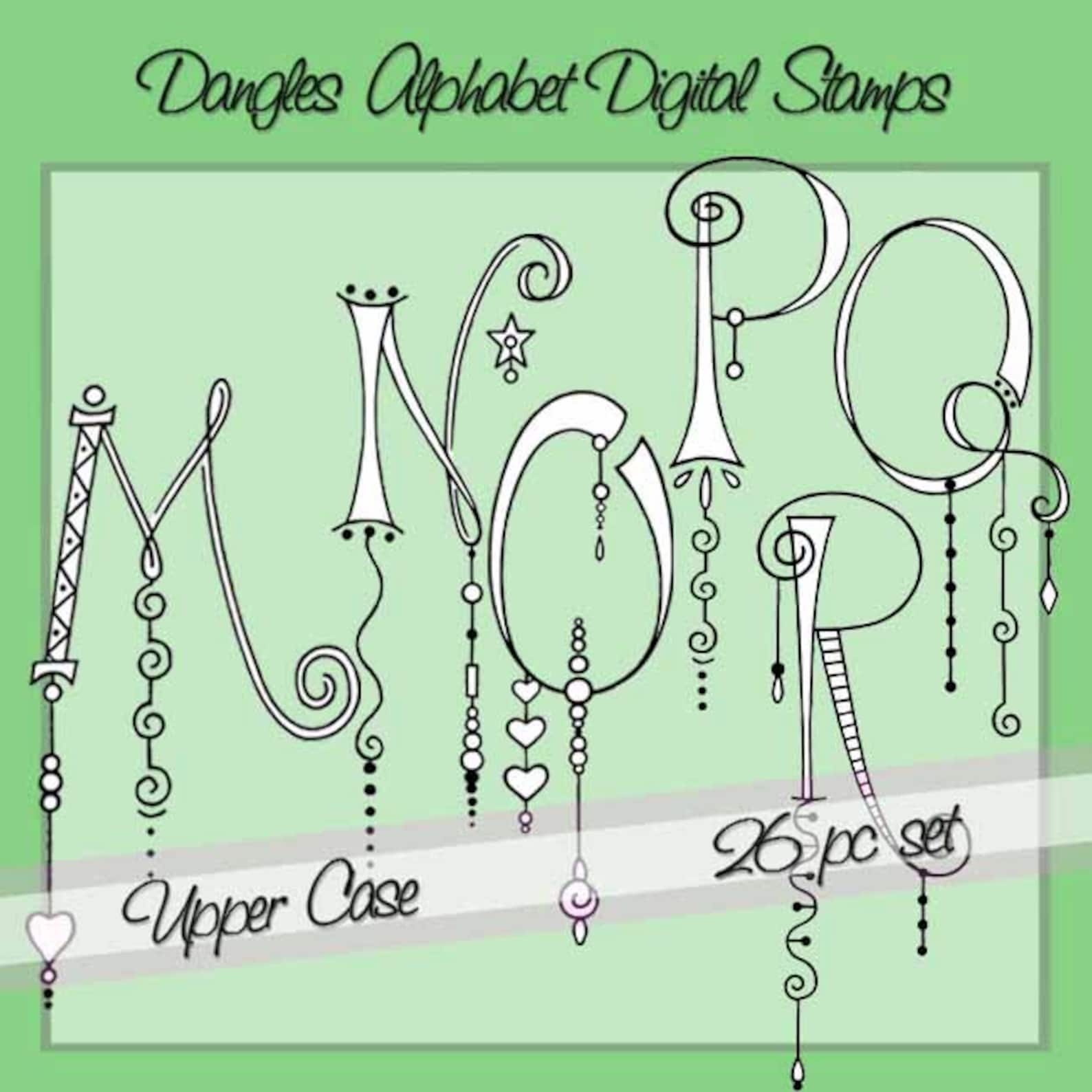 Dangles Alphabet Digital Stamps Upper Case - Utilisation commerciale ...