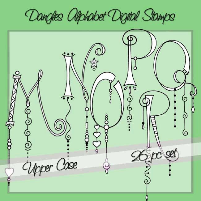 Dangles Alphabet Digital Stamps Upper Case - Utilisation commerciale ...