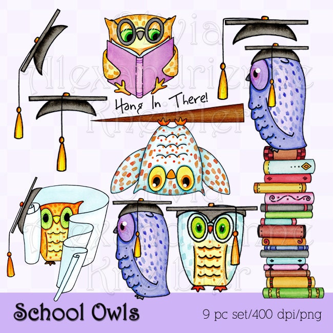 School Owls Clip Art - Personal and Limited Commercial Use Scrapbooking ...