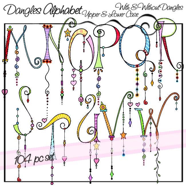 Dangles Alphabet Upper & Lower Case - Personal and Limited Commercial ...