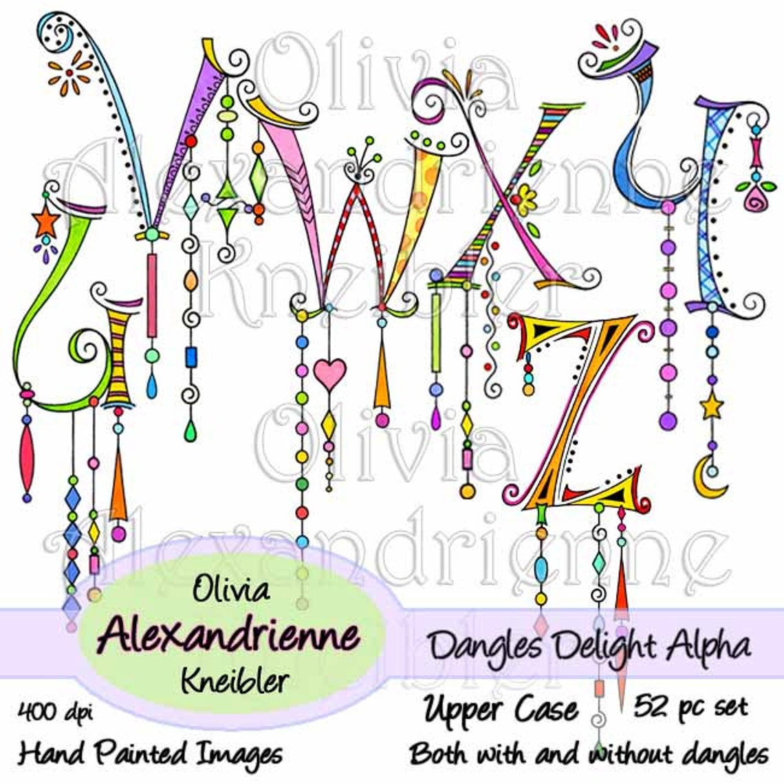 Dangles Delight Alphabet Upper Case - With and Without Dangles Included ...