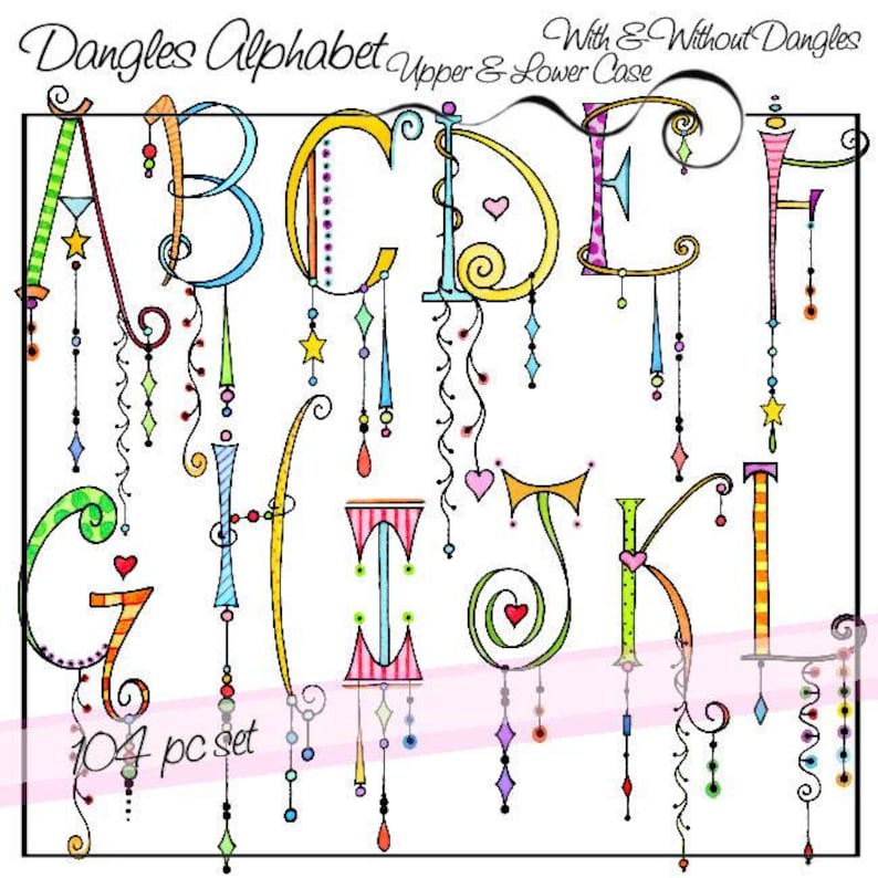 Dangles Alphabet Upper & Lower Case - Personal and Limited Commercial ...