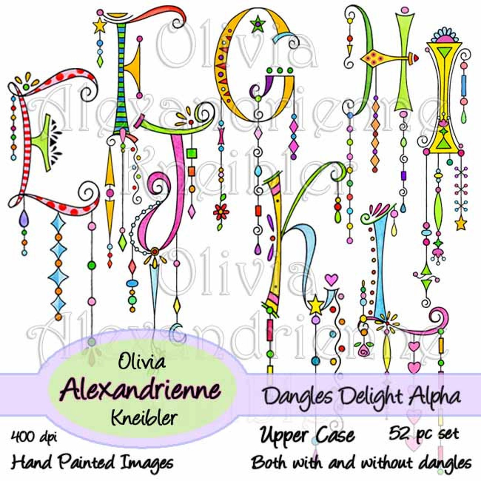 Dangles Delight Alphabet Upper Case - With and Without Dangles Included ...