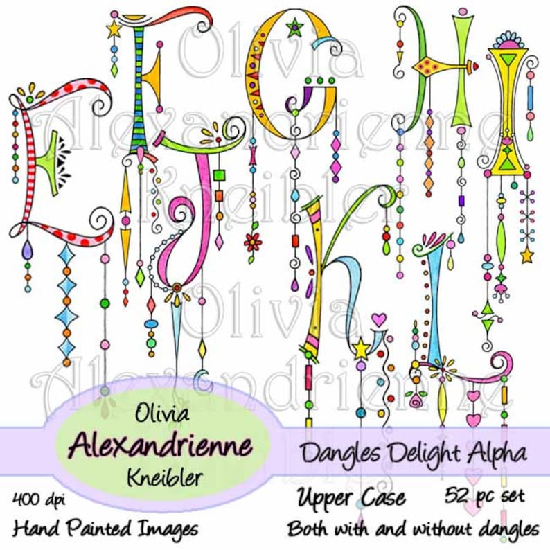 Dangles Delight Alphabet Upper Case - With and Without Dangles Included ...