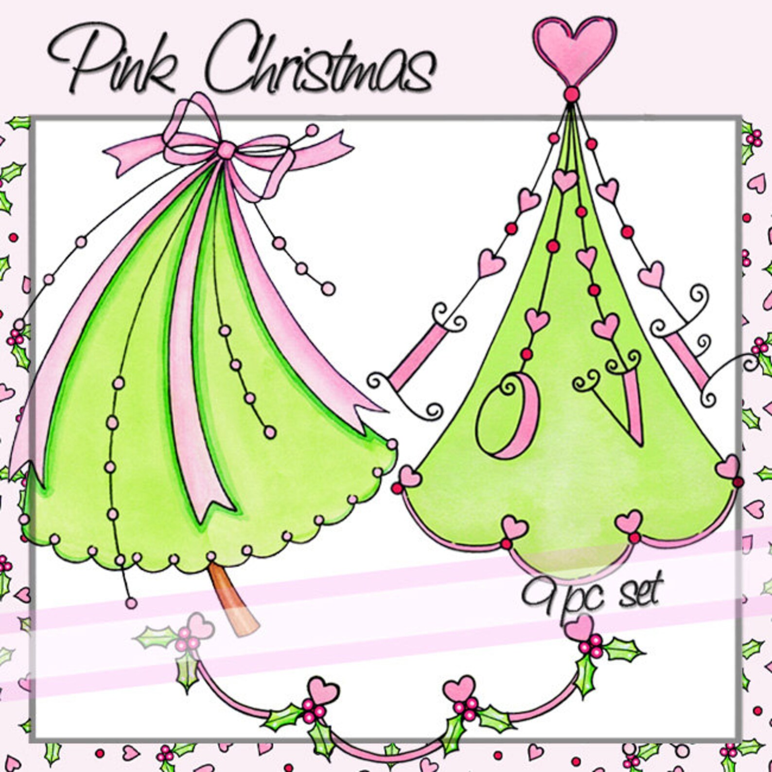 Pink Christmas Trees Downloadable Clip Art - Personal and Limited ...