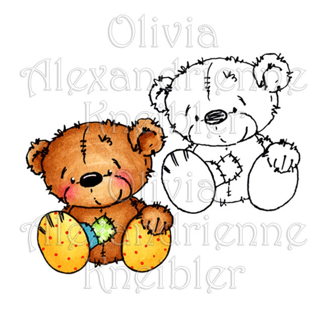 Smile Sweetly Raggedy Bear Digital Stamp and Hand Painted Version ...