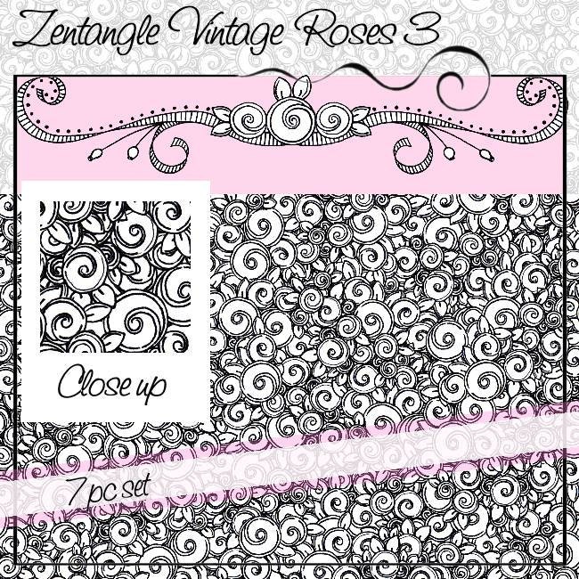 Zentangle Inspired Vintage Roses 3 Digital Stamp Set - Etsy