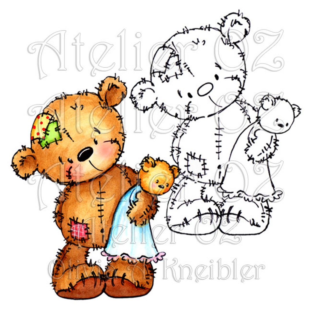 Raggedy Bear Clipart - Dolly and Me, Watercolor & Line Art (digital ...