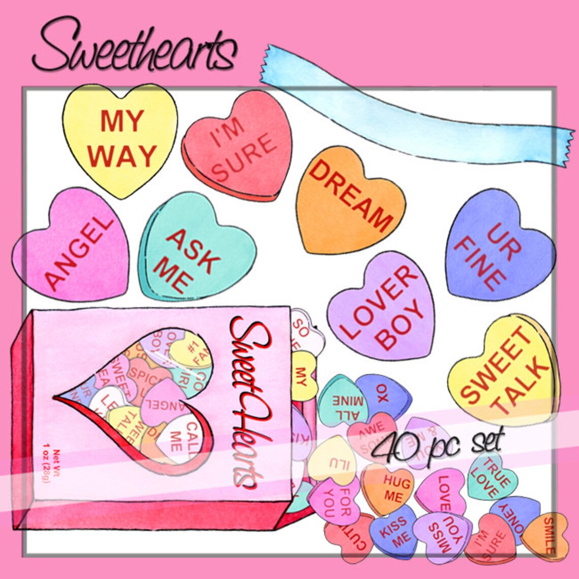 Sweethearts Downloadable Clip Art 40 Piece Set Personal and | Etsy