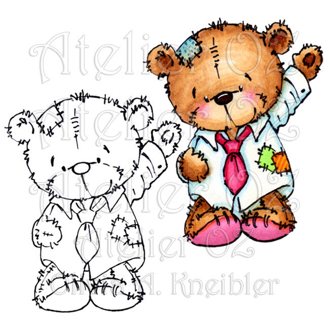 So Handsome Raggedy Bear Digital Stamp and Hand Painted Version ...