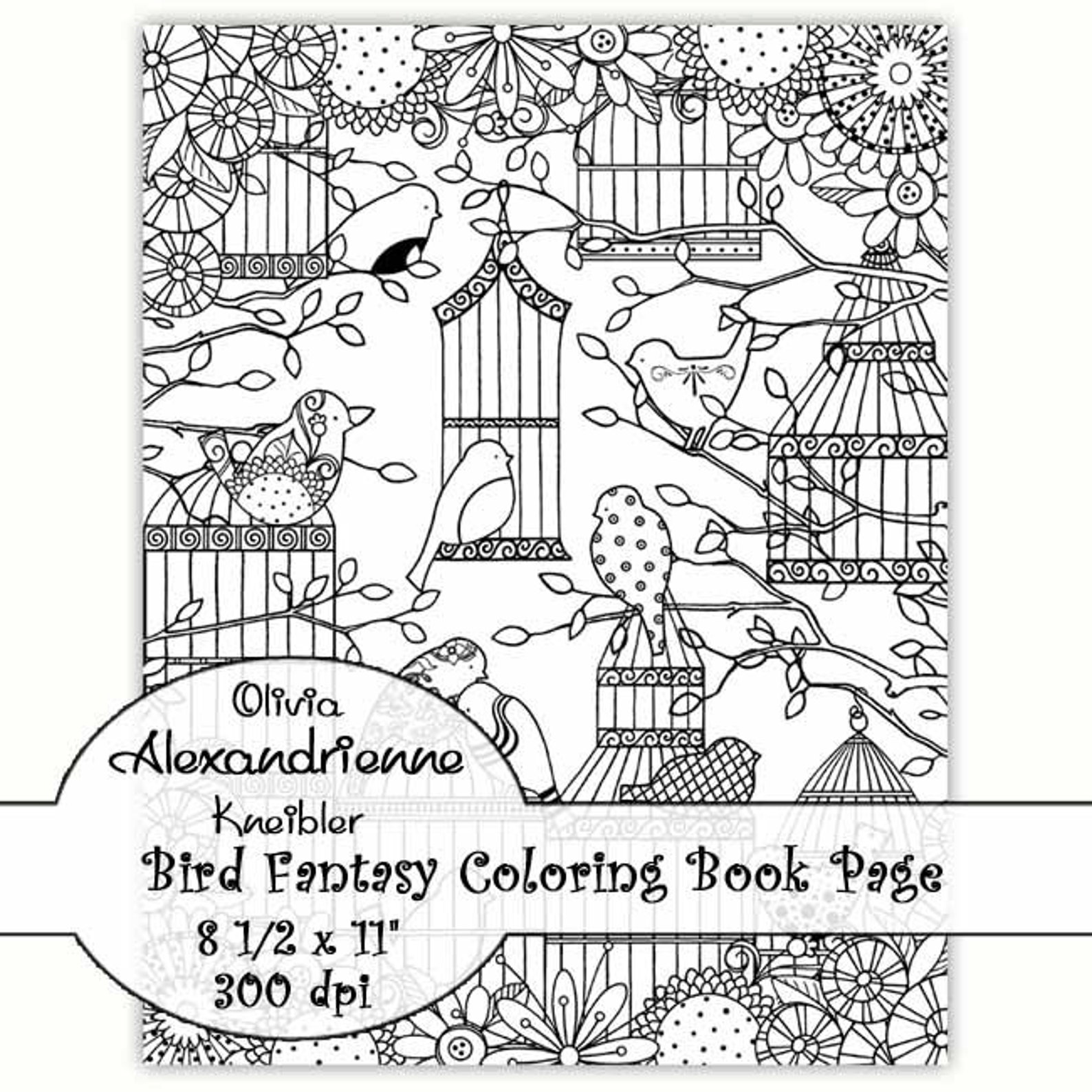 Bird Fantasy Adult Coloring Page, Personal Use, Look Great Framed or as ...
