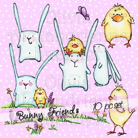 Sale Bunny Friends Downloadable Clip Art Personal and | Etsy