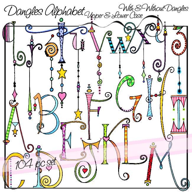 Dangles Alphabet Upper & Lower Case - Personal and Limited Commercial ...