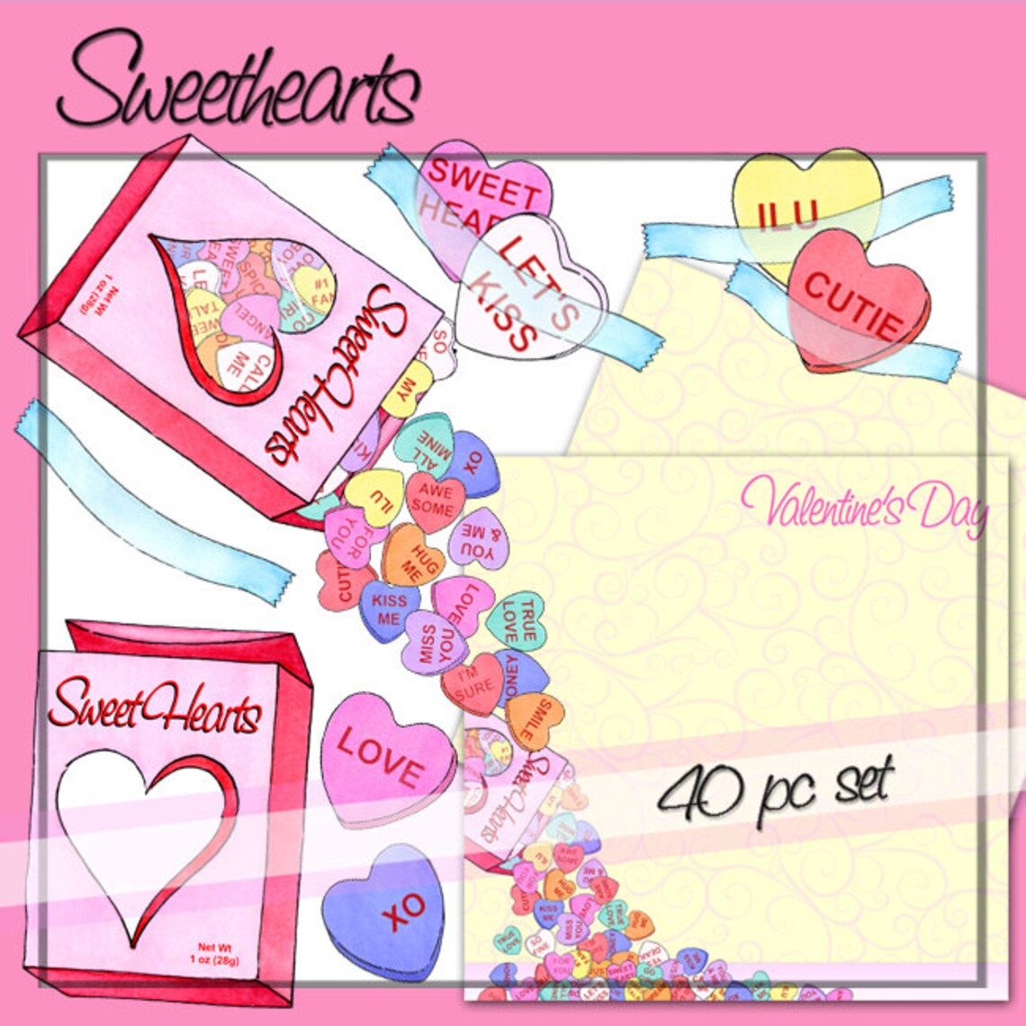 Sweethearts Downloadable Clip Art 40 Piece Set Personal and | Etsy