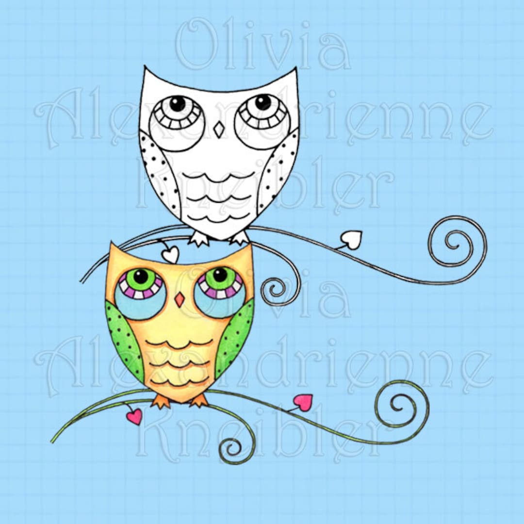 What's up Owl Digital Stamp and Painted Verions - Personal and Limited ...