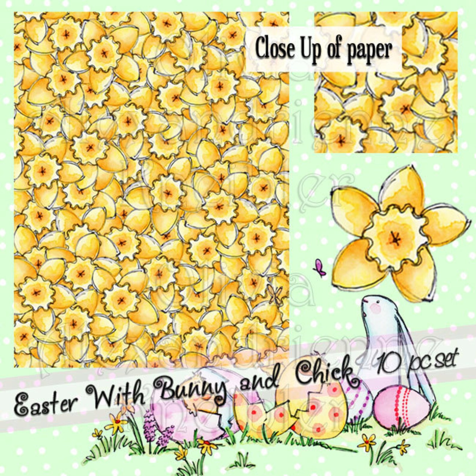 Easter With Bunny and Chick Downloadable Clip Art - Personal and ...