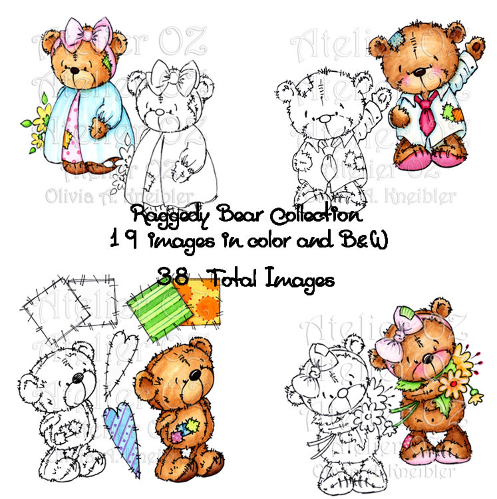 SALE Half Price Raggedy Bear Bundle Digital Stamp/coloring Page and ...