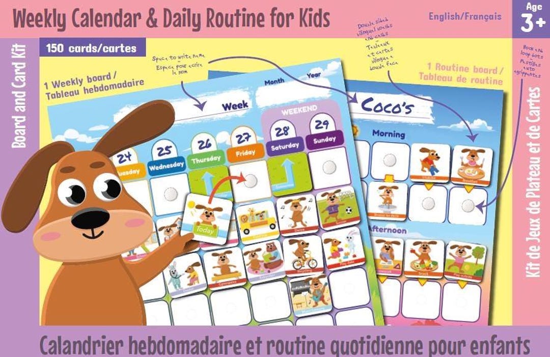 Kids' Weekly & Daily Visual Schedule, Planning Kit - Bilingual Calendar ...