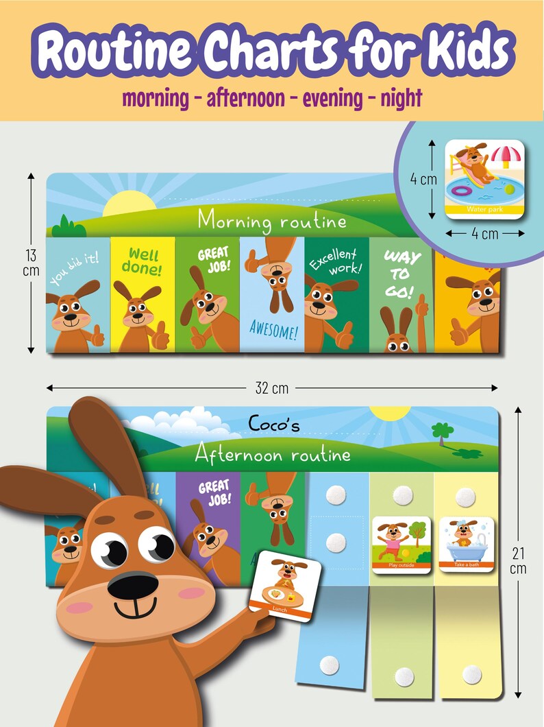 Daily Routine Planner Kids Chore Chart Visual Schedule Morning to ...