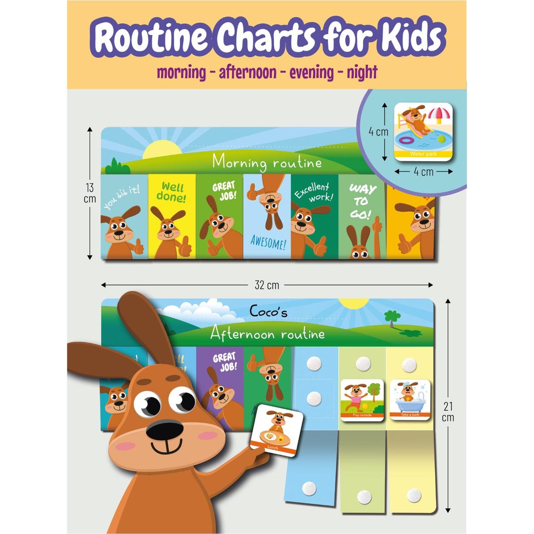 Routine Chart Kids Daily Chore Checklist Visual Day Planner Morning to ...