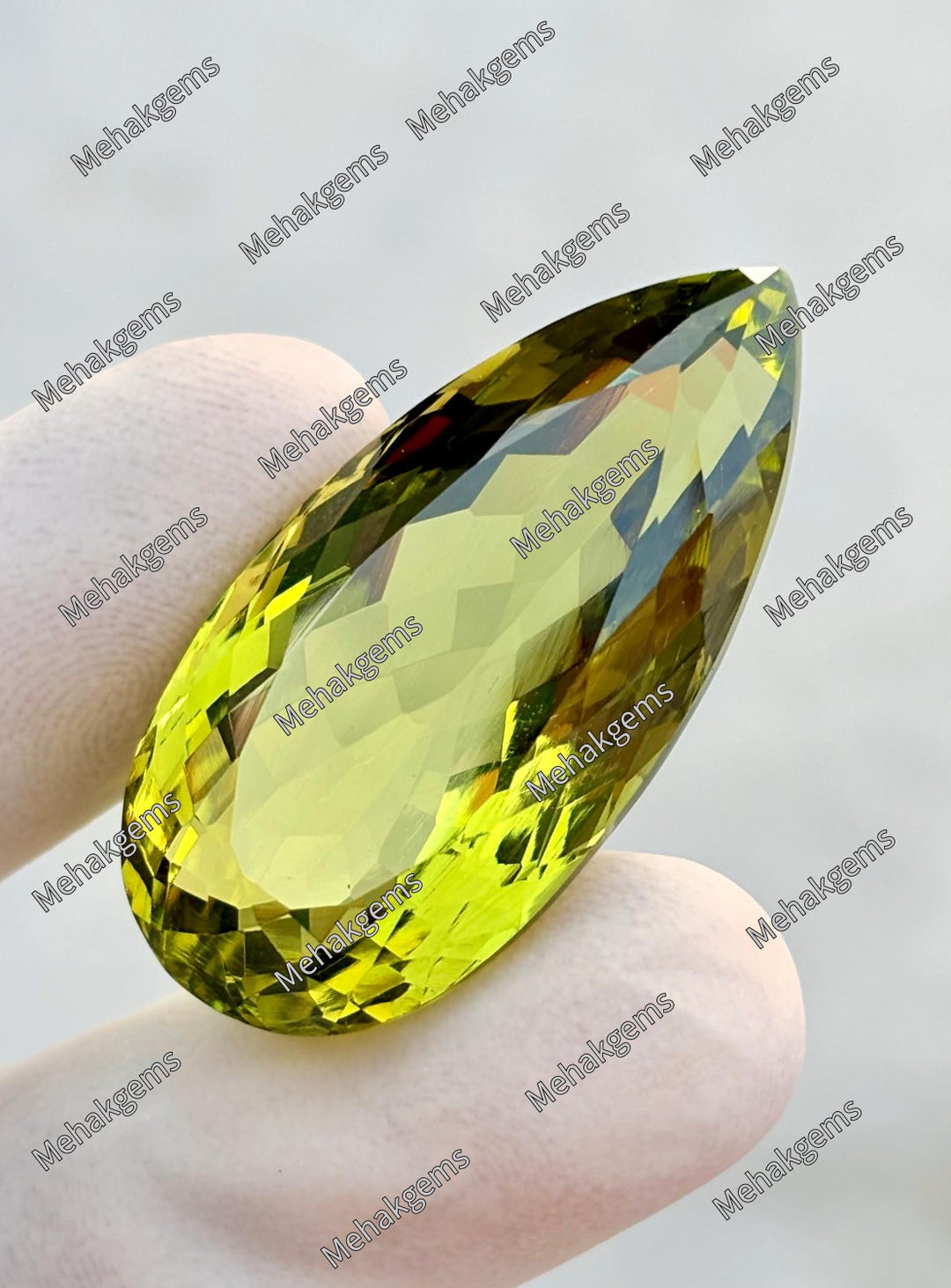 Huge Pear Shape Lemon Citrine Gemstone, AAA Faceted Yellow Quartz for ...