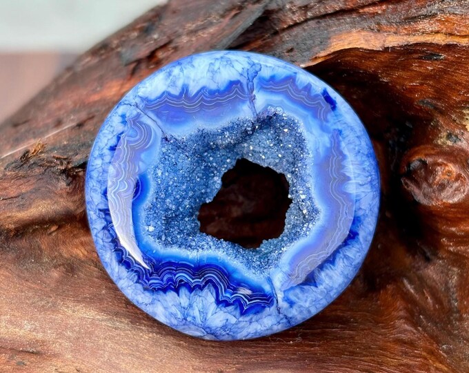 Beautiful!!! Blue Agate Geode Brazilian Round Shape Cabochon Loose ...