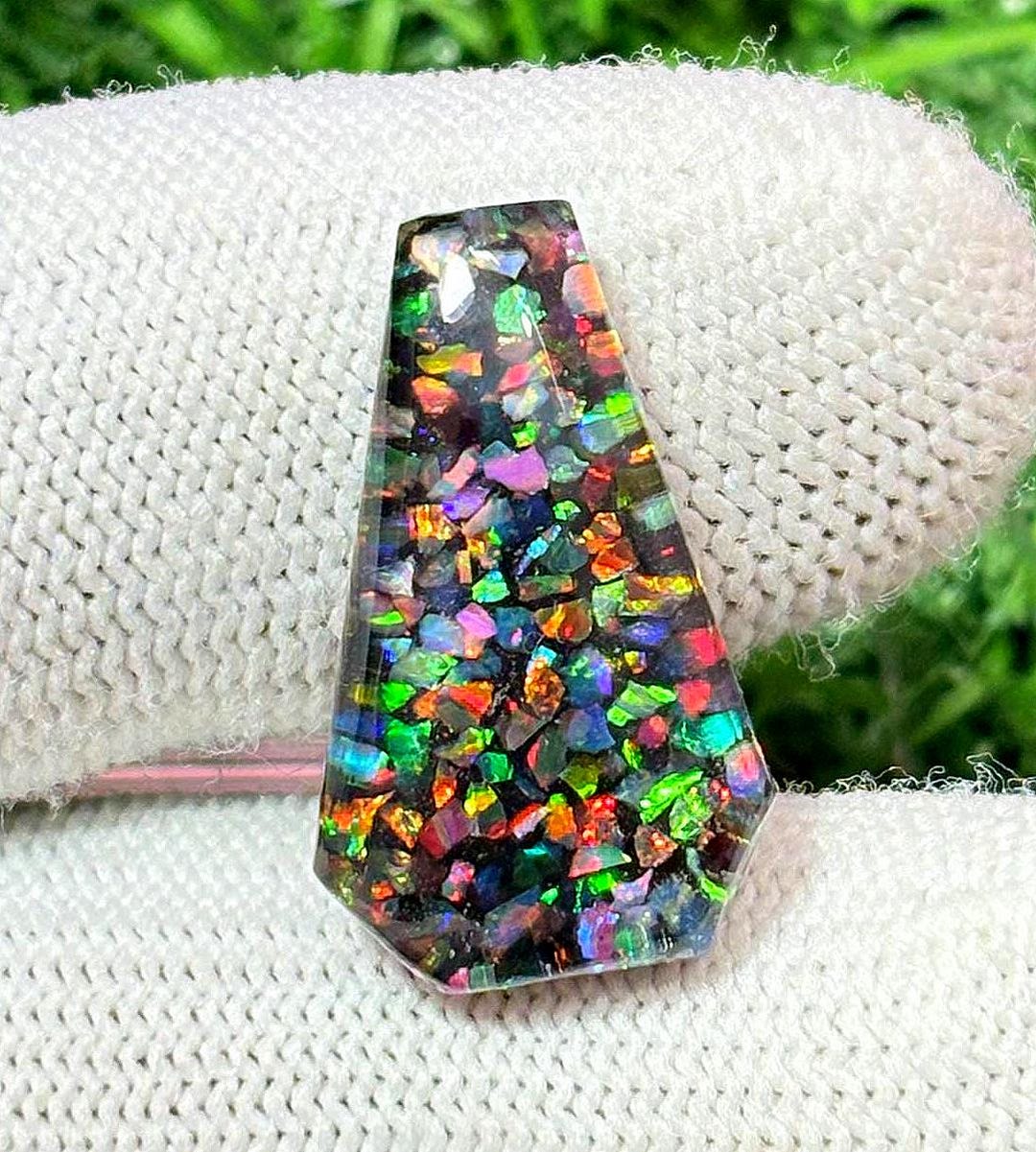 Mosaic Opal Doublet Cabochon – Iridescent Rainbow Shield Gemstone - Etsy